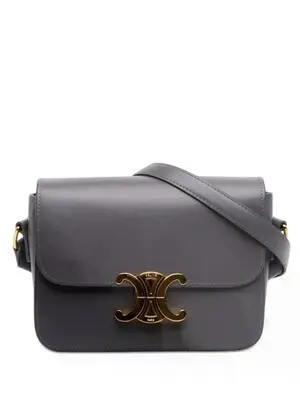 Celine Triomphe Crossbody Bag In Shiny Calfskin - Grey