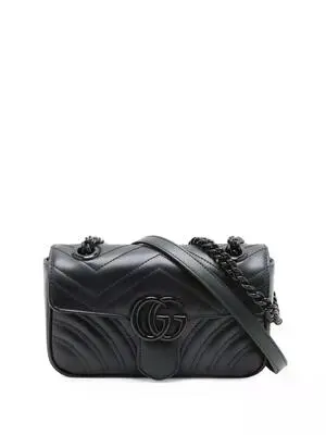 Gucci 2016-2026 Small Gg Marmont Matelasse Calfskin Monochrome Shoulder Bag - Black