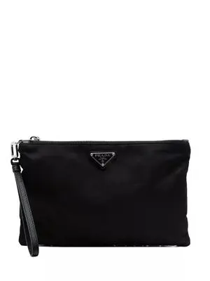 Prada 2019-2026 Re Nylon Wristlet Clutch Bag - Black