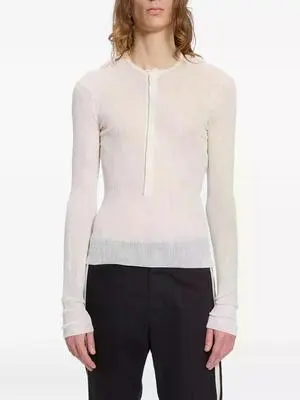 ANN DEMEULEMEESTER Bori Ribbed-knit Henley-neck Sweater - Neutrals