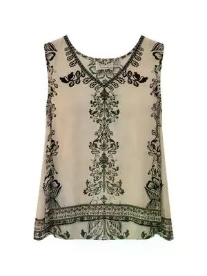 PAHIESA FORMENTERA Sleeveless V-neck Floral Print Top
