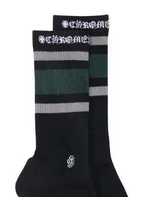 Chrome Hearts Striped Logo Print Crew Socks