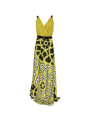 MAESTRI Geometric Pattern Bead-embellished Maxi Dress - Green