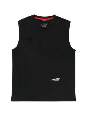 AND WANDER Logo-print Sleeveless T-shirt - Black