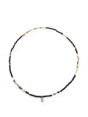 Paul Smith Beaded Logo-plaque Necklace - Black