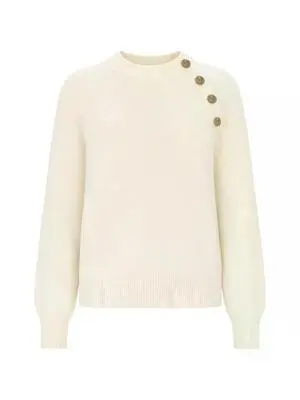 Balmain Button-embellished Raglan-sleeve Sweater - Neutrals