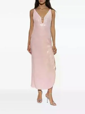 Oseree Sequin Embellished Ring Detail Maxi Dress