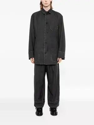 Yohji Yamamoto Contrast-stitch Patch-pocket Jacket