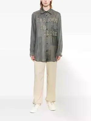 Yohji Yamamoto Patch-detail Pinstripe-print Shirt