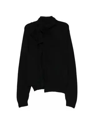 Yohji Yamamoto Weave Draped High-neck Sweater - Black