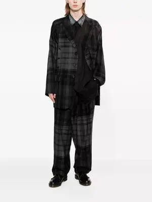Yohji Yamamoto Plaid Tab-detail Trousers