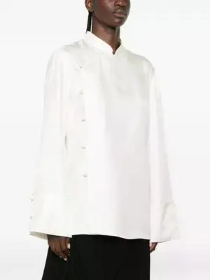 RÓHE Cream Satin Frog Fastening Blouse