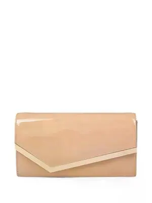 JIMMY CHOO Emmie Patent-leather Clutch Bag - Neutrals