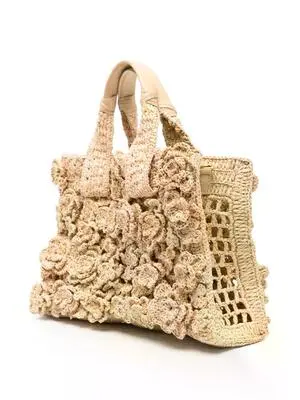 Chloé Raffia Floral-crochet Tote Bag - Neutrals