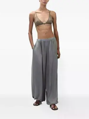 ALYSI Dusty Blue Silk Balloon-leg Trousers - Grey