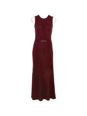 Gabriela Hearst Meier Belted Ribbed-knit Midi Dress - Red