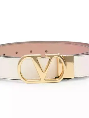 Valentino Garavani Vlogo Signature Leather Belt - Neutrals