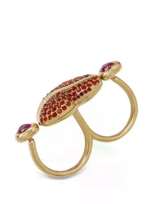 Guess Crystal-embellished Heart Motif Double Finger Ring