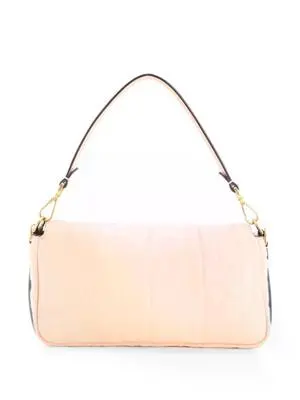 Fendi Baguette Nm Bag Zucca Embossed Leather Medium Crossbody Bag - Pink