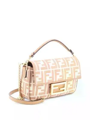 Fendi Zucca Canvas Mini Baguette Bag - Neutrals