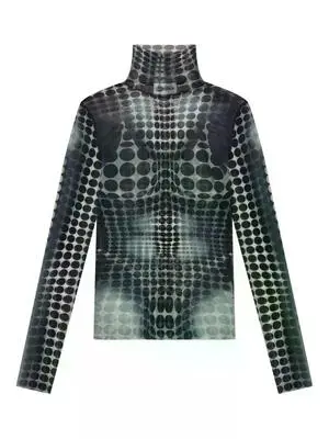 JEAN PAUL GAULTIER Long-sleeve High-neck Top - Grey