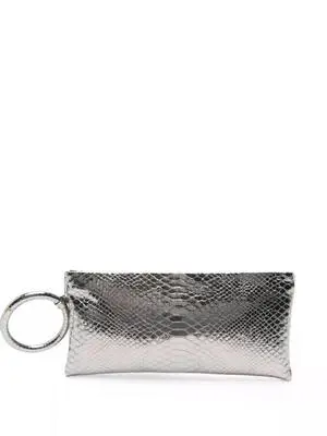 TOM FORD Laminated Snakeskin-effect Clutch Bag - Silver