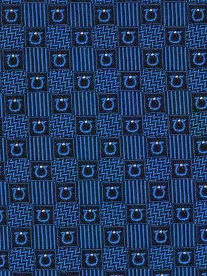 FERRAGAMO Gancini Silk Jacquard Tie - Blue