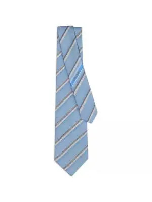 FERRAGAMO Regimental Jacquard Silk Tie - Blue