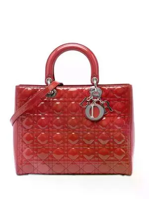 Dior 2011 Large Patent Cannage Lady Satchel - Red