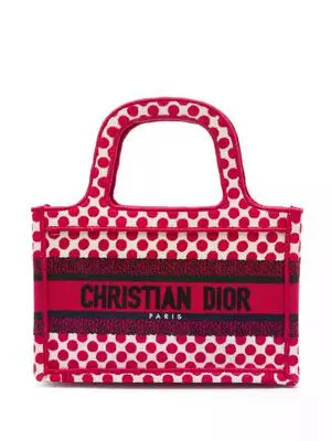 Dior Dioramour Mini Embroidered Canvas Book Tote Bag - Red