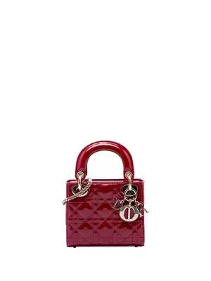 Dior 2019 Mini Patent Cannage Lady Satchel - Red