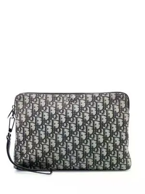 Dior Oblique Canvas Zipped Pouch Clutch Bag - Black