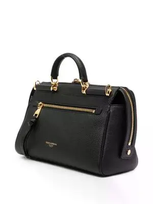Dolce & Gabbana Logo-plaque Pebbled Tote Bag - Black