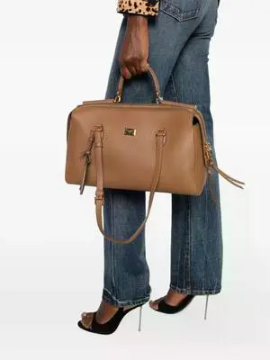 Dolce & Gabbana Logo-plaque Pebbled-leather Tote Bag - Brown