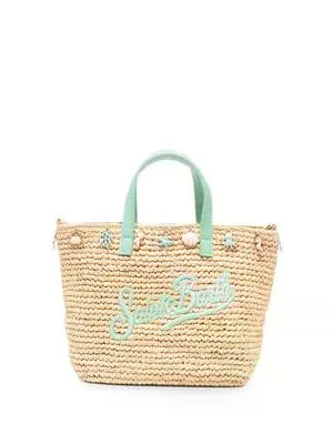 MC2 SAINT BARTH Mini Raffia City Charm-embellished Tote Bag