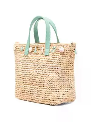MC2 SAINT BARTH Mini Raffia City Charm-embellished Tote Bag