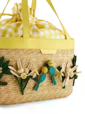 AQUAZZURA Birdsong Raffia Tote Bag