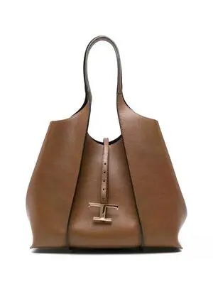 TOD'S Medium T Timeless Leather Tote Bag - Brown