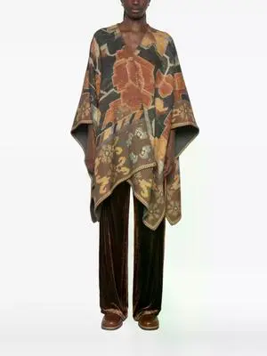 PIERRE-LOUIS MASCIA Pancake Abstract-pattern Blanket-stitch Cape