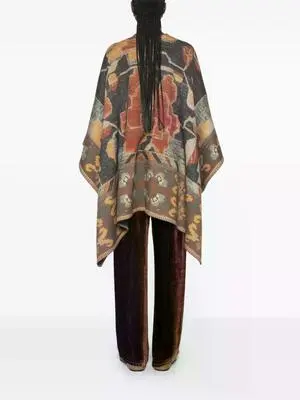 PIERRE-LOUIS MASCIA Abstract Pattern Blanket-stitch Cape - Brown