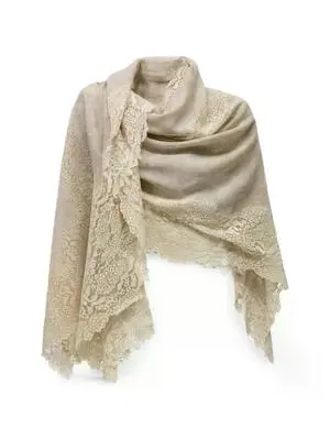 PAHIESA FORMENTERA Lace-trim Cashmere Scarf