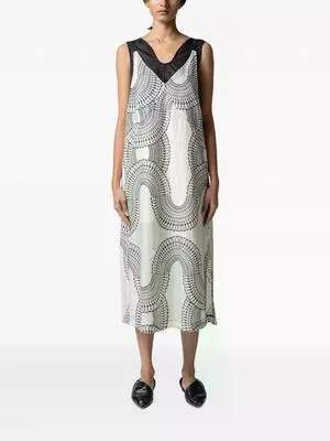 MULLER OF YOSHIOKUBO Radial Geometric-pattern Sleeveless Midi Dress - Black