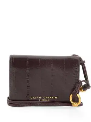 GIANNI CHIARINI Eel-effect Leather Card Holder - Red