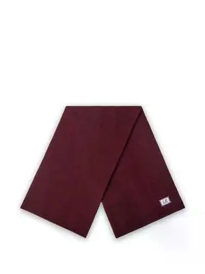 C.P. COMPANY Ribbed-knit Logo-patch Scarf - Red