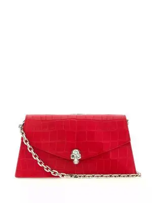 Alexander McQueen Skull Crocodile-effect Shoulder Bag - Red