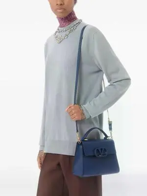 Valentino Garavani Vsling Small Handbag In Grainy Calfskin - Blue