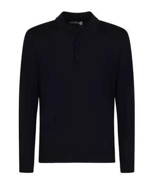 Canali Ribbed Wool Polo Shirt - No