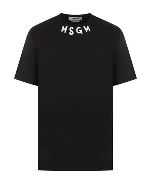 MSGM Logo-print Cotton T-shirt - Black