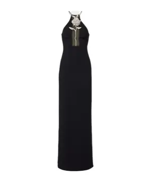 David Koma Embellished Halterneck Gown - Black