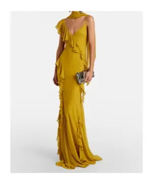 DE LA VALI Mayara Ruffled Georgette Gown